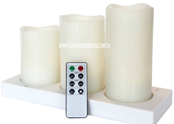 Remote Control Rechargeable Tealights / White Flameless LED Wax Candle for Event for sale