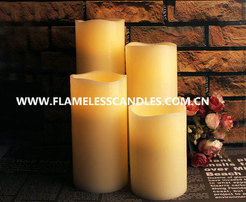 China Modern Straight Edge LED Flameless Candle , Flickering White LED Pillar Candles distributor
