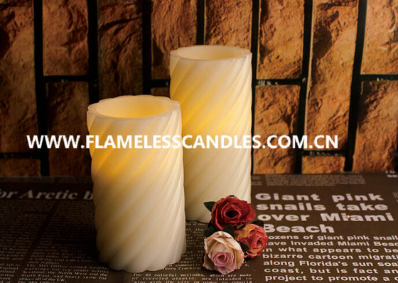 Swirl Pattern LED Flameless Pillar Candles With Straight Edge for Christmas Decoration for sale