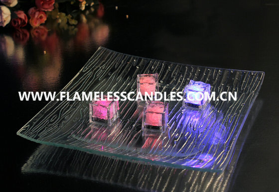 Color Changing Waterproof Tea Lights / Submersible Slow Flashing LED Ice Cubes for sale