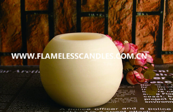 China Round Ball Shaped LED Wax Candle With Distressed Finish for Hotel Decoration distributor