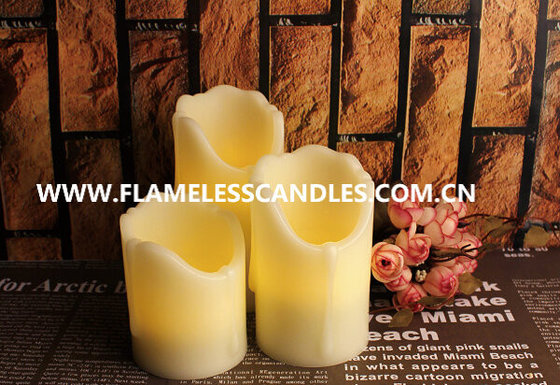 China Flameless LED Dripping Candles With Real Wax In Ivory , Set of 3 distributor
