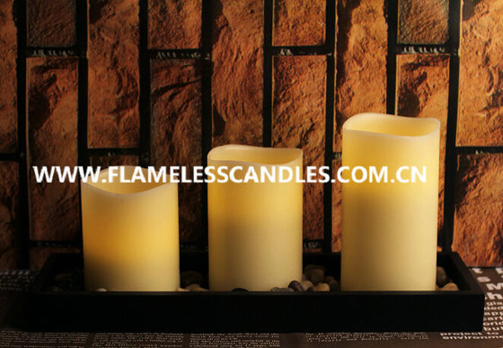 Best Flameless LED Pillar Candles Set With Rock And Wooden Tray