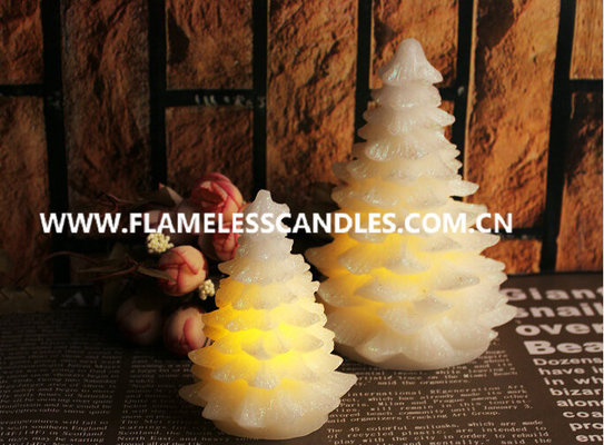 Flameless LED Votive Candles With Wax , Ivory Christmas Tree Candle for sale