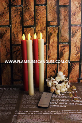 Long Push-Activated Flickering Flameless Candles / Ivory Wax Flameless Taper Candles for sale