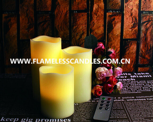 Ivory Wax Pillar LED Remote Control Flameless Candles for Christmas or Event for sale