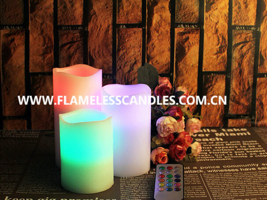 Set of 3 Color Changing Candles With 18 Function Remote for sale