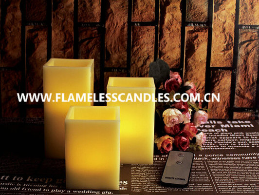 Square Flameless Wax Battery Operated LED Candles with Remote Control Wholesale for sale