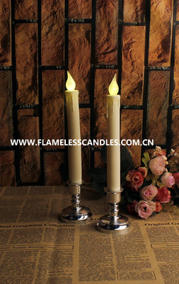 Extra Bright Flameless LED Taper Candles With Ivory Plastic Boby and Dripping Finish for sale