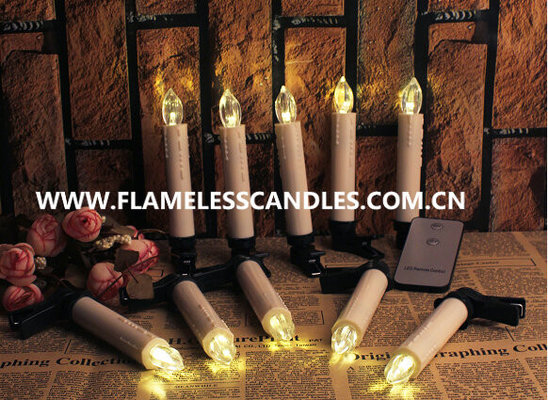 China Amazing Flickering Remote Control Flameless Candles / LED Taper Candles With Removable Clips distributor