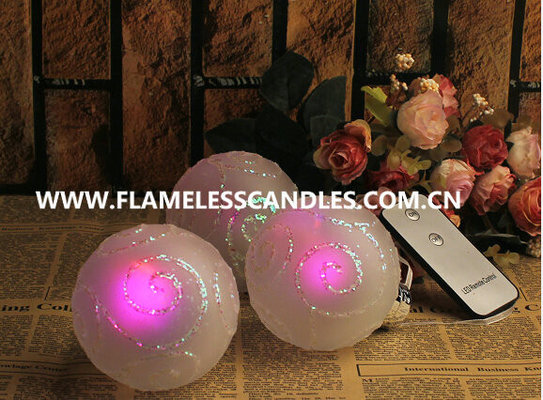 LED Battery Operated Glass Ball with On / Off Remote Control Flameless Candles 8 X 11 CM for sale