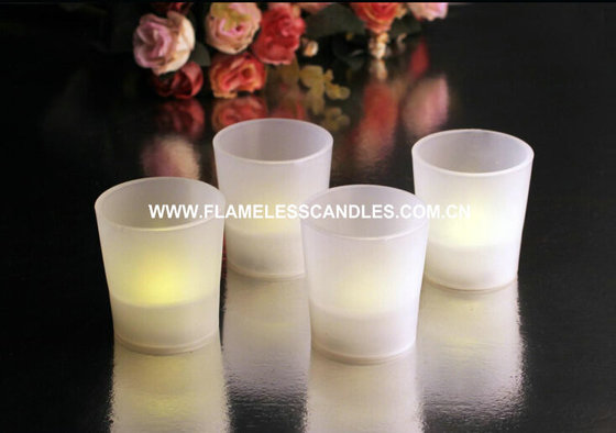 Flameless LED Frosted Resin Flickering White Votive Candles for Weddings / Birthday for sale