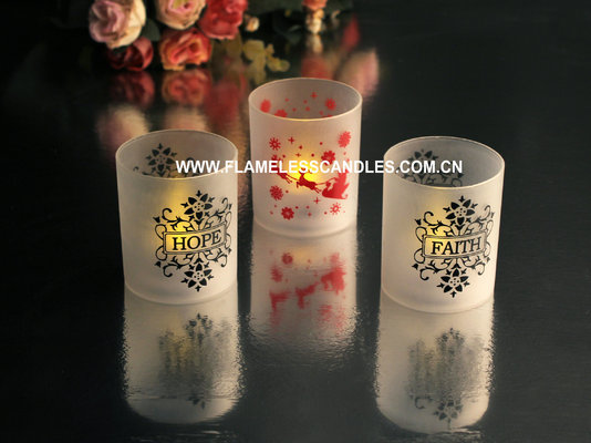 Battery Operated LED Frosted Flickering Votive Candles Cup Shape Amber or Color Changing for sale