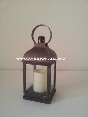 Outdoor / Indoor Battery Operated Flameless Candle Lanterns Copper Color or Customized for sale