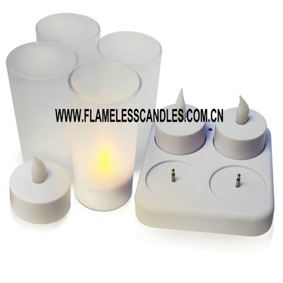 cheap  Plastic LED Rechargeable Tealights Moving Wick LED Candle / Amazing Flameless Candle