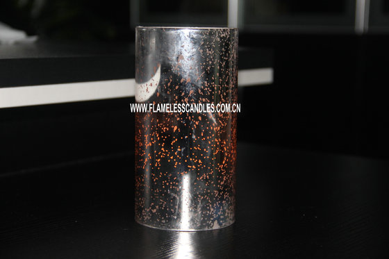 cheap  Flameless Silver Mercury Glass LED Candle With Timer , Transparent Flameless Pillar Candles