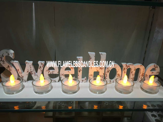 cheap  Yellow Wholesale Glass Votive Candles with “ SWEET HOME ” Tray For Home Decoration