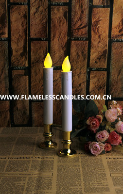 cheap  Ivory Flickering Flameless Window Candles With Gold / Silver Base , LED Taper Candles