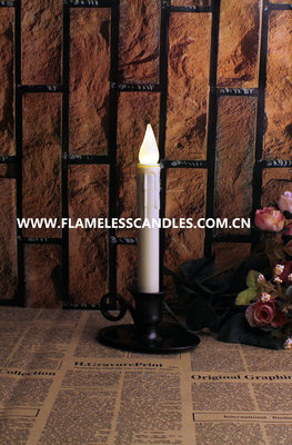 cheap  Electric Flameless Taper White LED Candles with Pewter Finish Candlesticks and Holder