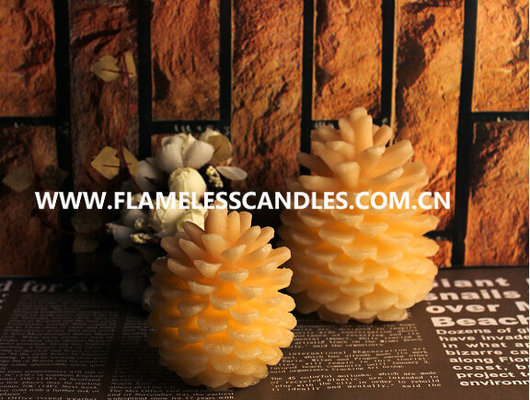 cheap  Unique Design Flameless LED Wax Votive Candles , Ivory Christmas Pine Cone Candle