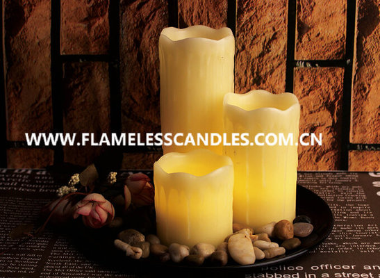 cheap  3 PCS Flameless Wax Dripping Votive Set With Rock And Tray