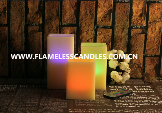 cheap  Color Changing Square Remote Controlled Flameless Candles for Indoor / Outdoor Decoration