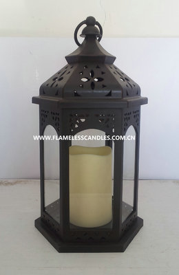 cheap  Castle Style Design Black Flameless LED Electric Candle Lanterns for Home Decoration