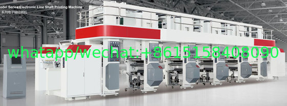 Electronic Line Shaft Gravure Printing Machine electric drying tube 300m/min 750mm unwind/rewind 3-50kgf servo motor