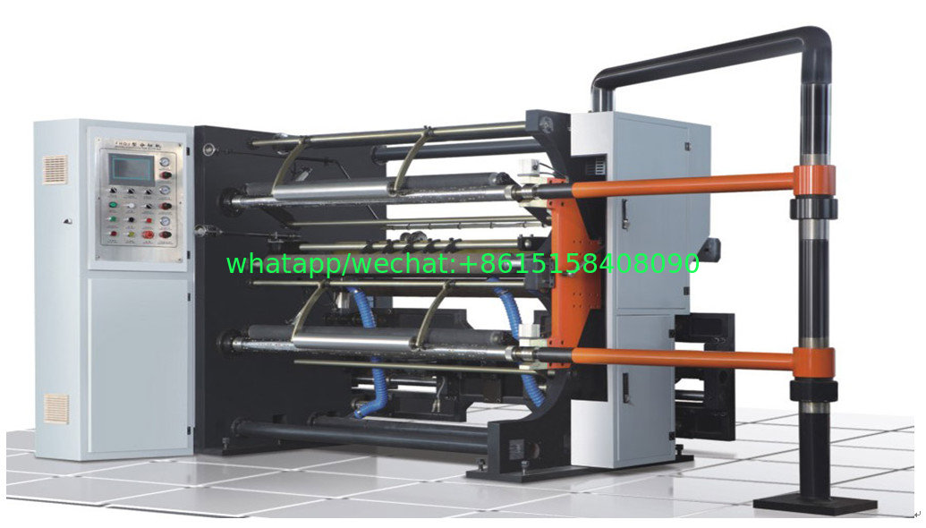J-1300 High-speed Slitting Machine 800mm unwind 500mm rewind 400m/m shaftless double slipped air shafts PLC import parts