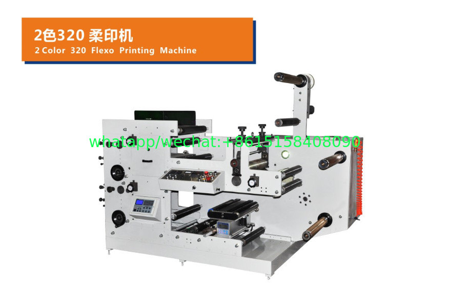 2 colors 320 540 650 label sticker adhesive paper cup paper bag flexo printing machine with die cutting slitting