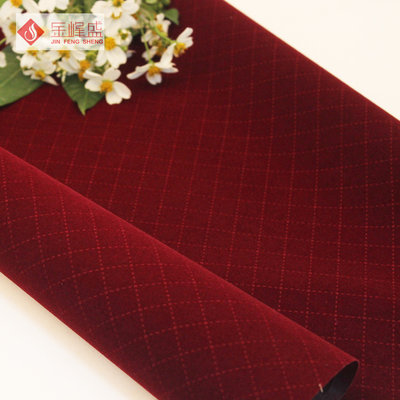 Home-textile Sofa Embossed Velvet Fabric , Red Flocked Velvet Fabric