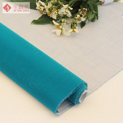 Blue Plain Velvet Upholstery Fabric Flocked Knitted for Furniture / Sofa 100gms