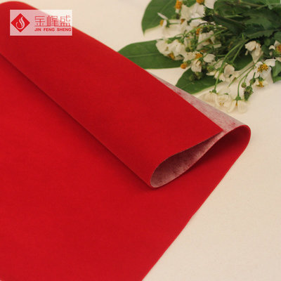 1.5m Red Jewelry Box Liner Fabric , Soft Velvet Spunlace Flock Fabric Material