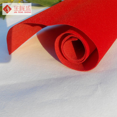 80 - 100GSM Red Velvet Flock Fabric , Packaging Spunlace Flocked Velvet Fabric