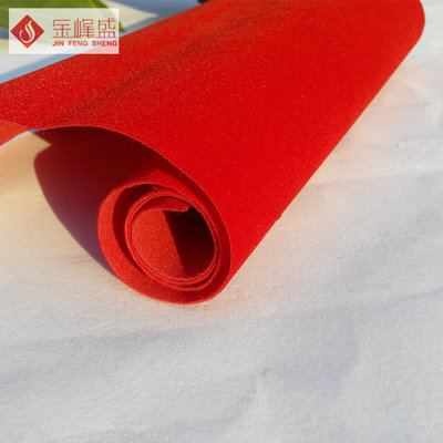 80 - 100GSM Red Velvet Flock Fabric , Packaging Spunlace Flocked Velvet Fabric
