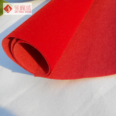 80 - 100GSM Red Velvet Flock Fabric , Packaging Spunlace Flocked Velvet Fabric