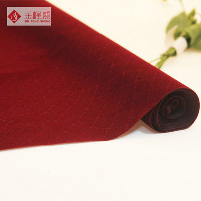 57" / 58” Nonwoven Velvet Flock Fabric , Red Velvet Upholstery Fabric