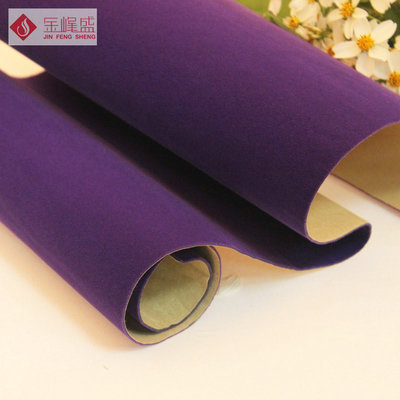 Plain Purple Polyester Velvet Fabric , Flocked Modern Velvet Upholstery Fabric
