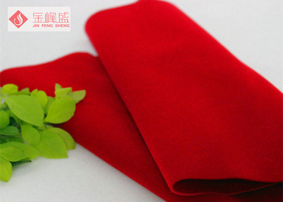 Custom Knitted Red Velvet Fabric , Soft Knitting Flock Fabric 1.4m / 1.45m / 1.48m