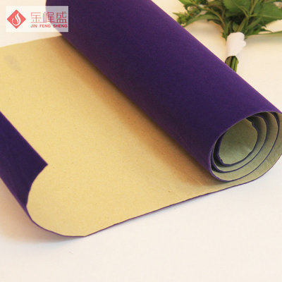 Plain Purple Polyester Velvet Fabric , Flocked Modern Velvet Upholstery Fabric