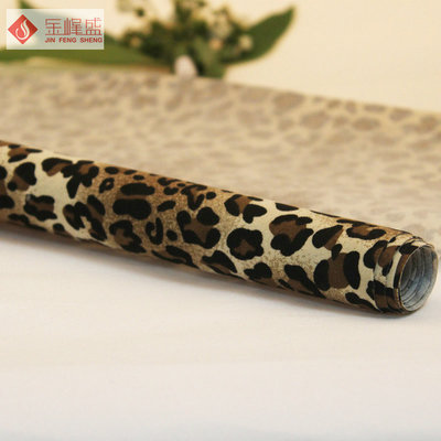 Fashion Flocking Velvet Polyester Non Woven Fabric with Leopard Pattern