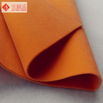 Cotton Backing Velvet Double Faced Fabric , Short Pile Orange Double Sided Fabric