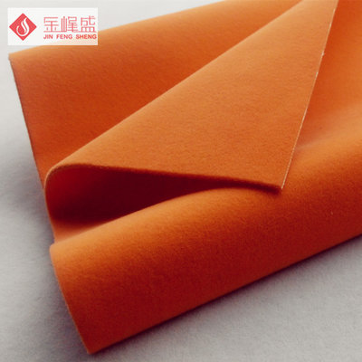Cotton Backing Velvet Double Faced Fabric , Short Pile Orange Double Sided Fabric