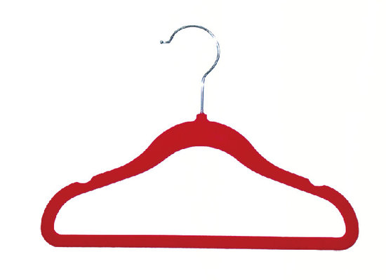 Professional 300mm Kids Velvet Hangers , Red Non Slip Velvet Hangers