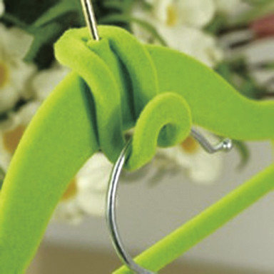 Huggable Space Saving Velvet Hooks Non Slip Coathangers Green / Brown