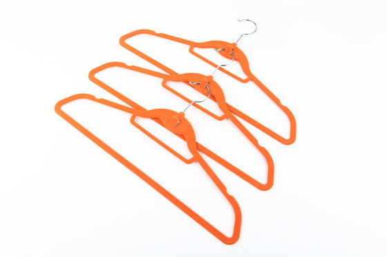 Heavy Duty Orange Velvet Suit Hangers Non Slip With Chrome Plated Hook