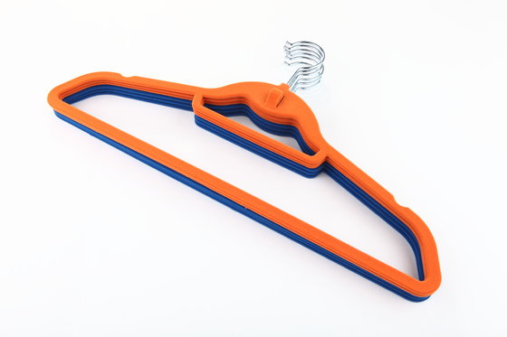 Heavy Duty Orange Velvet Suit Hangers Non Slip With Chrome Plated Hook