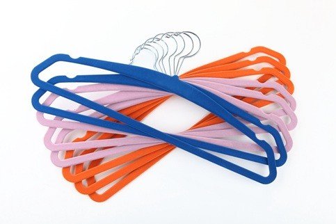 Space Saving Flocking 445mm Satin Padded Clothes Hangers With Indents