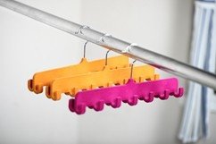 Colorful 315mm Tie Rack Hanger , Space Saving Tie And Belt Hanger With 14 Hooks