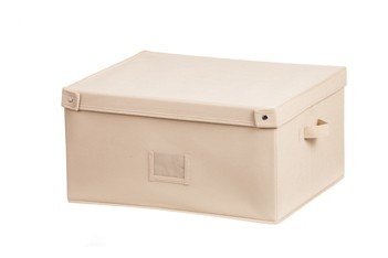 Cream Coloured Nonwoven Foldable Storage Box With Lid 50*40*25cm
